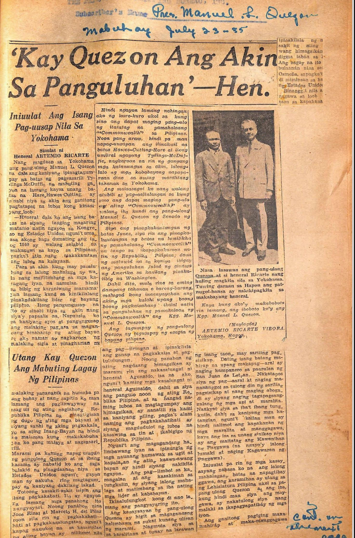 From Campaign to Reconcilation: A Timeline, 1931-1941 – Manuel L ...